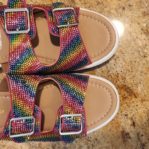 Olivia & Kate | Shoes | Rhinestone Rainbow Buckle Slipin Sandals New ...